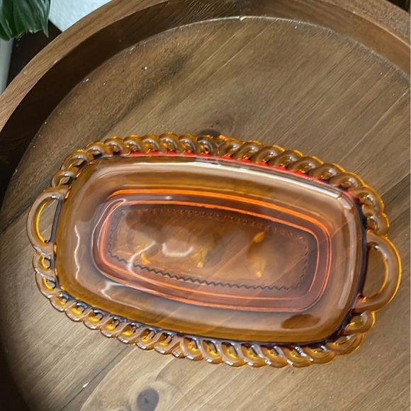 Accents | Vintage Amber Indiana Glass Thumbprint Dish | Poshmark